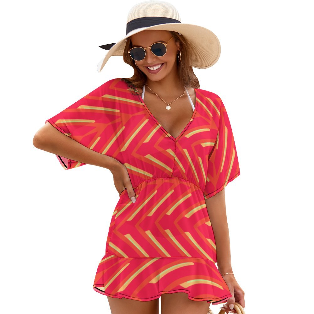 fucsia minimalistic arrows Women's Cover Up Dress | ID: D7122073